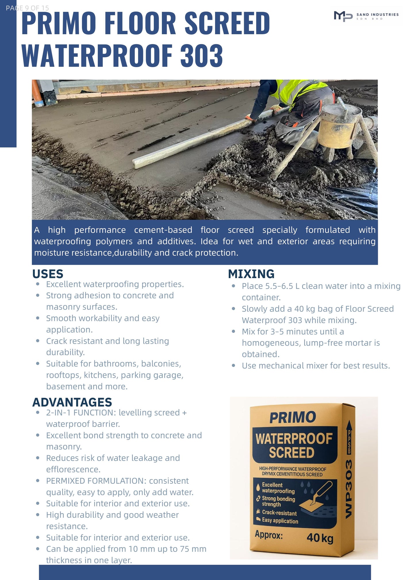 WATERPROOF SCREED 40KG – Hock Chuan Seng Pte Ltd